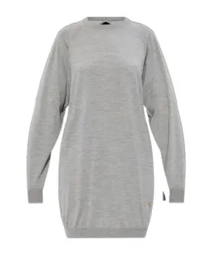 Moschino Plaque Open-back Mini Dress - Gray