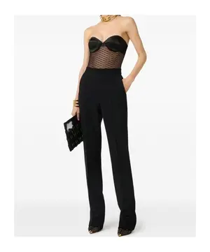 Elisabetta Franchi Monogram Jacquard Tulle Bodysuit
