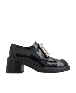 ROGER VIVIER Viv' Rangers Patent Leather Loafers With Rhinestone Buckle