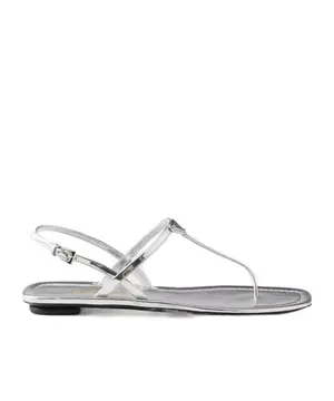 Women's Silver Strappy Flat Sandals