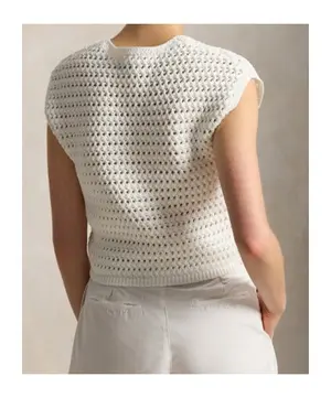 Polo Ralph Lauren Crochet Sleeveless Top With Big Pony Embroidery