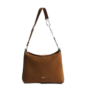 Dior Medium Suede Shoulder Bag With Silver-tone Hardware