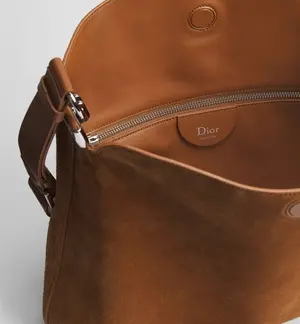 Dior Medium Suede Shoulder Bag With Silver-tone Hardware