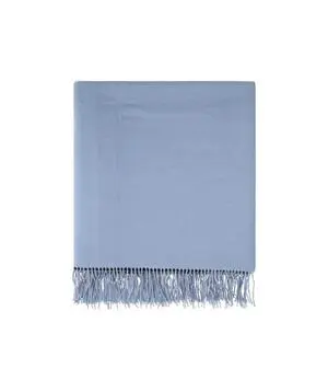 Prada Logo Fringed Scarf - Blue