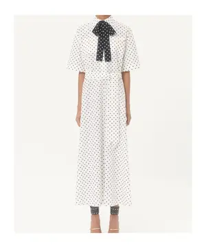 Valentino Garavani Poplin Polka Dot Midi Dress - White/black