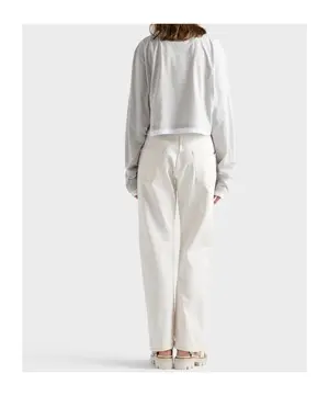 Prada Cropped Long-sleeve Crewneck T-shirt With Logo Detail - No