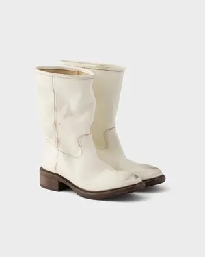 Prada Distressed Mid-calf Boots