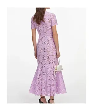 SELF-PORTRAIT Lilac Lace Midi Dress