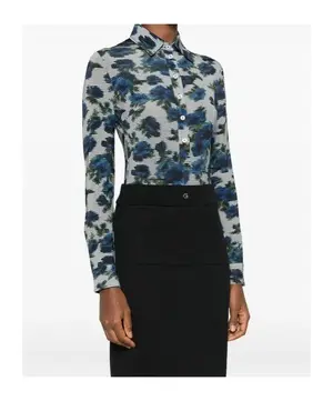 Coperni Floral Print Collared Bodysuit