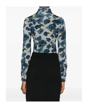 Coperni Floral Print Collared Bodysuit