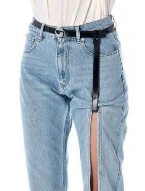 Coperni Belted Denim Pants With High Slits