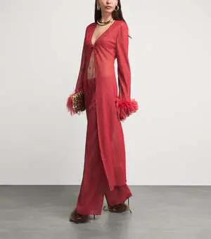 Oseree Metallic Lumière Wide-leg Trousers