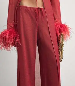 Oseree Metallic Lumière Wide-leg Trousers