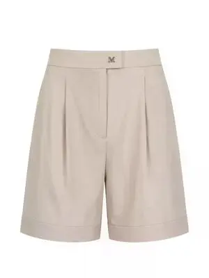 Max Mara Logo Plaque Pleated Shorts - Neutrals