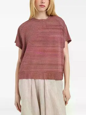 Momoni Striped Jersey Raglan T-shirt - Red
