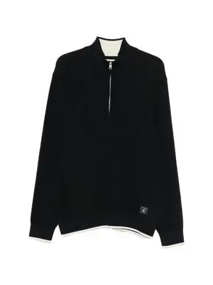Gant Ribbed Knit Half-zip Sweater - Blue