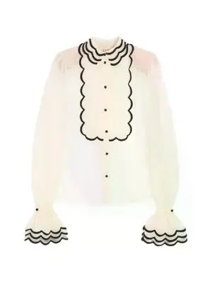 Valentino Garavani Embroidered Organza Shirt - Neutrals