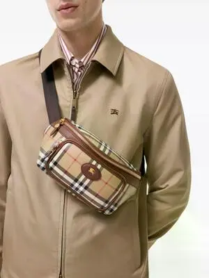 Burberry Check Cotton Belt Bag With Calf Leather Trim