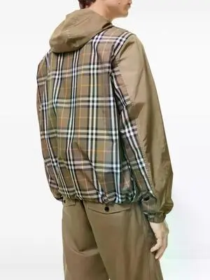 Burberry Hooded Jacket In Nylon With Check Detail