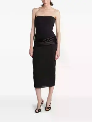 Alex Perry Strapless Midi Dress With Satin Trim