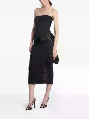 Alex Perry Strapless Midi Dress With Satin Trim