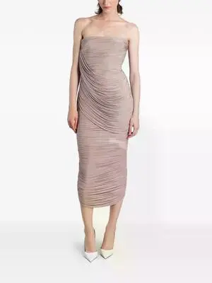 Alex Perry Strapless Draped Midi Dress