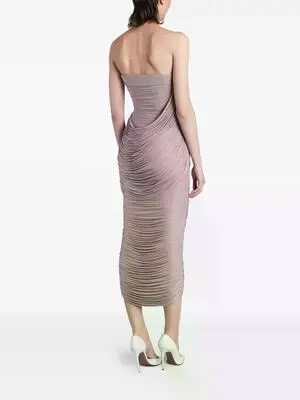 Alex Perry Strapless Draped Midi Dress