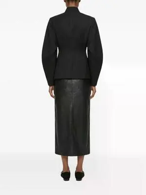 SITUATIONIST Zip-pocket Leather Midi Skirt - Black
