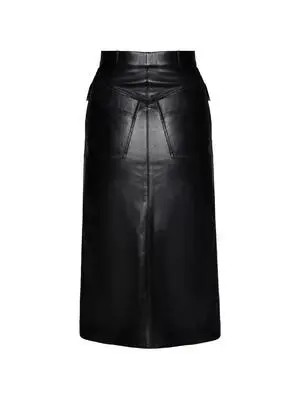 SITUATIONIST Zip-pocket Leather Midi Skirt