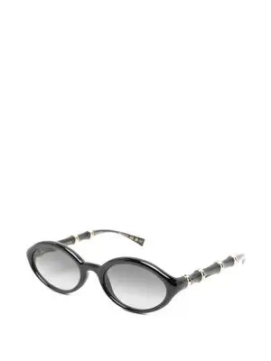 Gucci Bamboo Oval-frame Sunglasses - Black