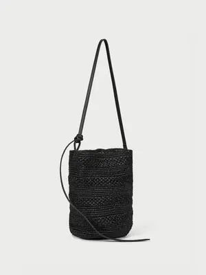 BY MALENE BIRGER Mirabellee Straw Bucket Bag - Black