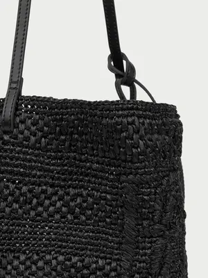 BY MALENE BIRGER Mirabellee Straw Bucket Bag - Black