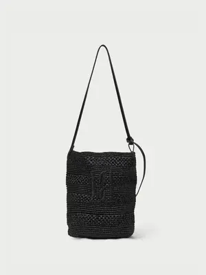 BY MALENE BIRGER Mirabellee Straw Bucket Bag - Black