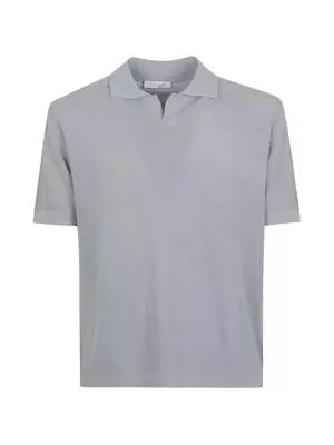 CRUCIANI Short-sleeve Knitted Polo Shirt - Grey