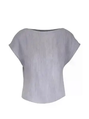 TWP Boat-neck Cap-sleeve Top - Grey