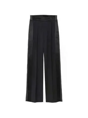 Undercover Satin-trim Pleated Trousers - Grey