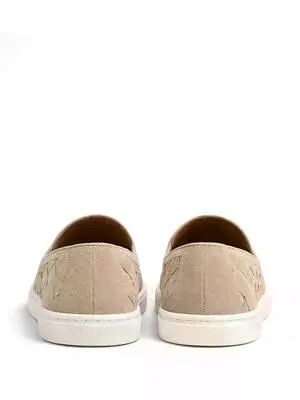 POCHE PARIS Woven Suede Loafers - Neutrals
