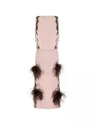 16Arlington Romina Feather-trim Midi Dress