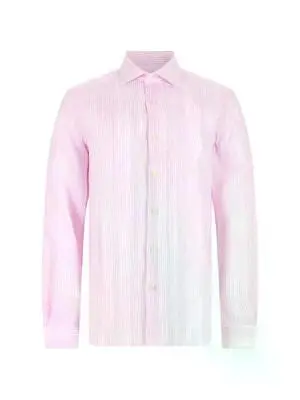 120% Lino Striped Linen Shirt - Pink