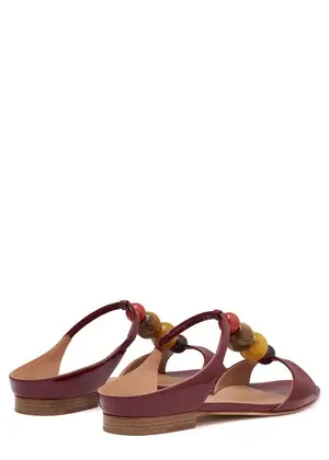 MALONE SOULIERS Lena Beaded Leather Flat Sandals