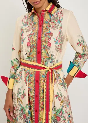 Etro Printed Belted Cotton-poplin Midi Shirt Dress - Multicoloured