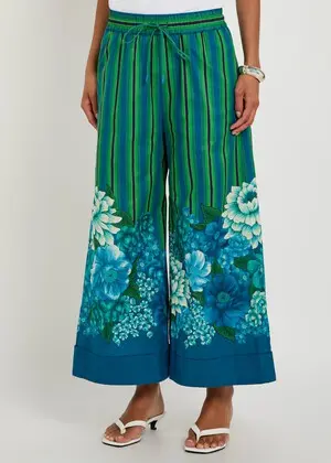 ALEMAIS Alémais Printed Cotton Wide-leg Trousers