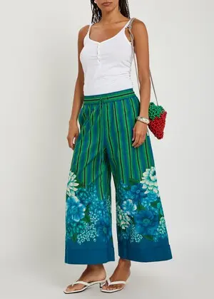 ALEMAIS Alémais Printed Cotton Wide-leg Trousers