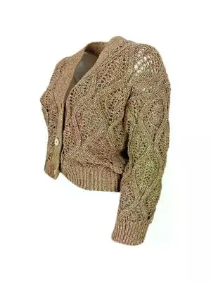 Eleventy Sequin-embellished Open-knit Cardigan