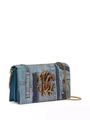 Roberto Cavalli Denim Patchwork Shoulder Bag