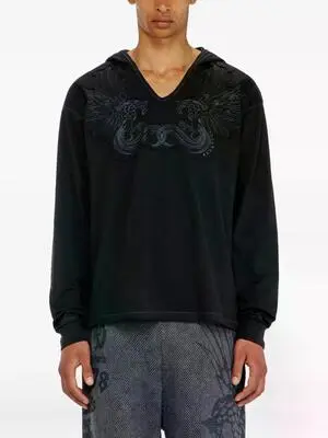 DIESEL® Embroidered Patch V-neck Hoodie