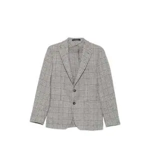 Tagliatore TAGLIATORE Grey And Green Prince Of Wales Check Virgin Wool Blazer Gray