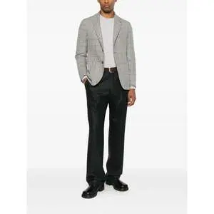 Tagliatore Grey And Green Prince Of Wales Check Virgin Wool Blazer - Gray