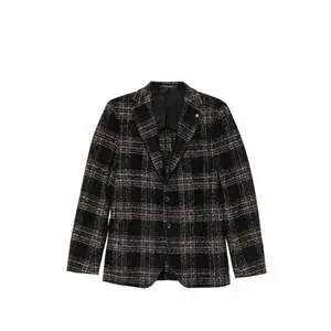 Tagliatore Check Pattern Wool Blend Blazer - Black