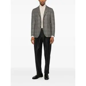 Tagliatore Grey Pinstripe Tailored Wool Trousers
